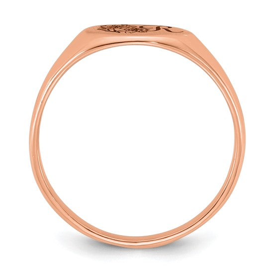 Rose Gold Initial and Birth Flower Signet Ring – Millennium Park ...
